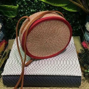 Express | Bags | Express Red Round Rattan Bag | Poshmark